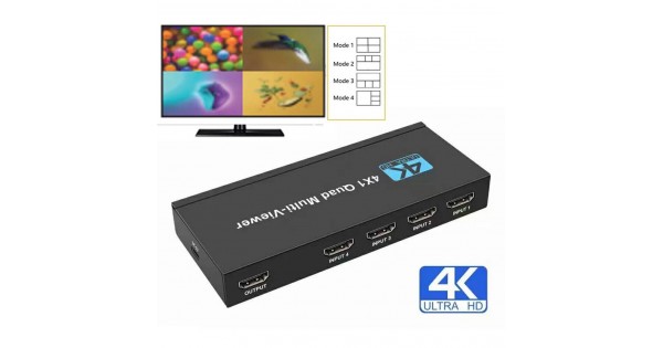 4X1 HDMI Multi-viewer 4 Screen Splitter Seamless Switch 1080p