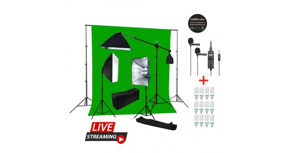 PRO Live Streaming Studio Setup w XL12 Softbox Kit and dual Mic