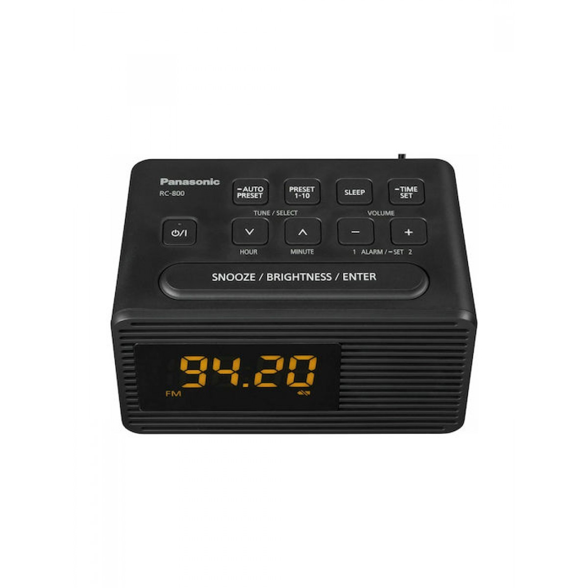 Panasonic Ψηφιακό Ρολόι Επιτραπέζιο με Ξυπνητήρι RC-800 Black
